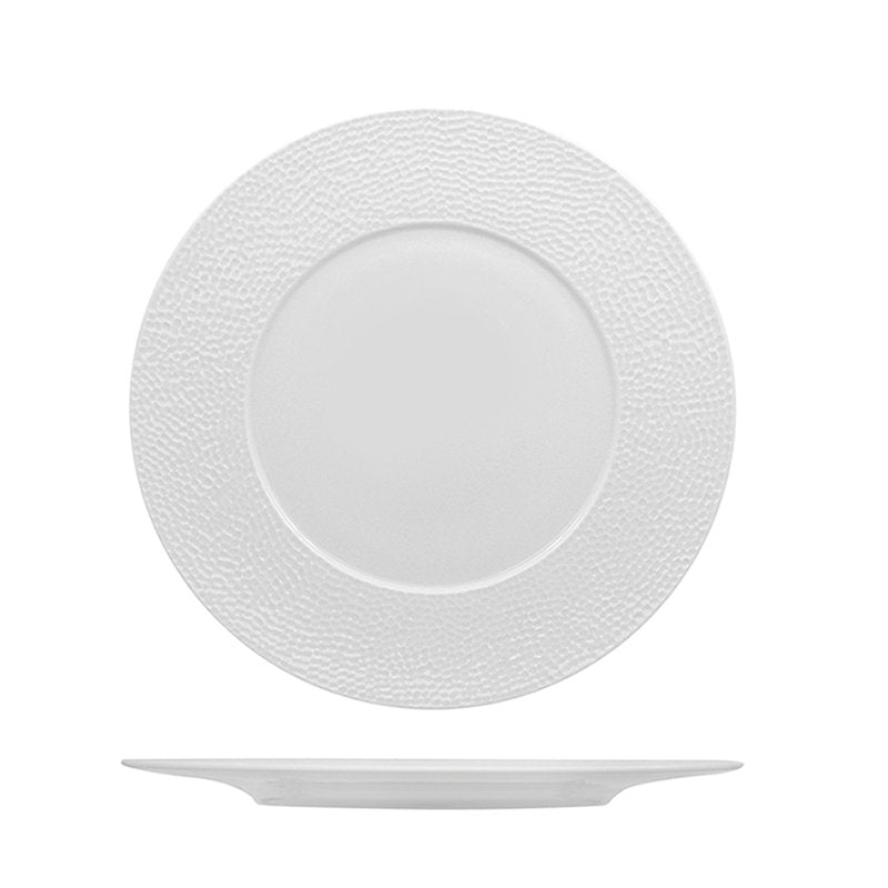 27 cm - Zen Tunisie Martellato Piatto Pasta In Porcellana - Set 6 Pz