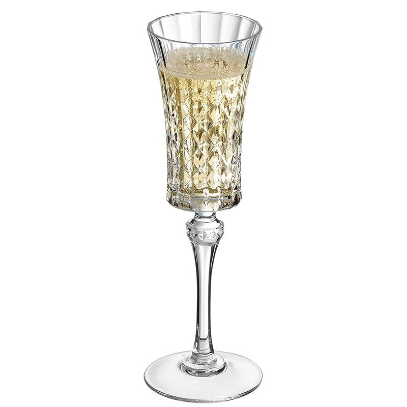 15 cl - Cristal D'Arques Lady Diamond Calice Flute in Vetro - Set 6 Pezzi