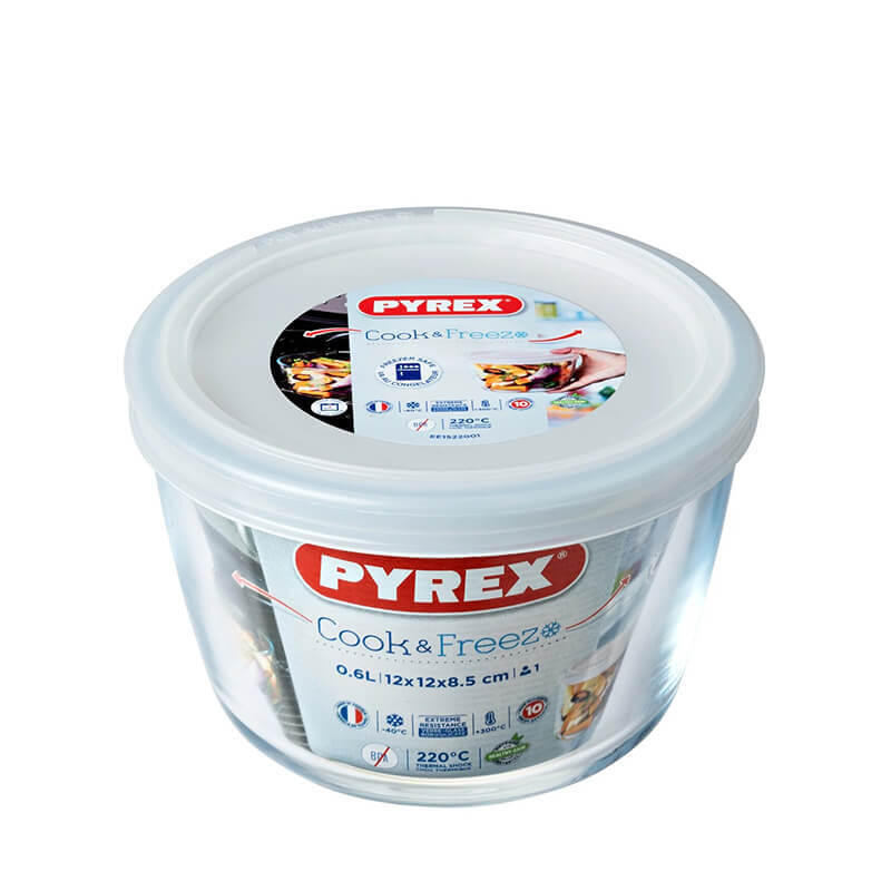 Pyrex Cook & Freeze Borosilicate Glass Round Food Container
