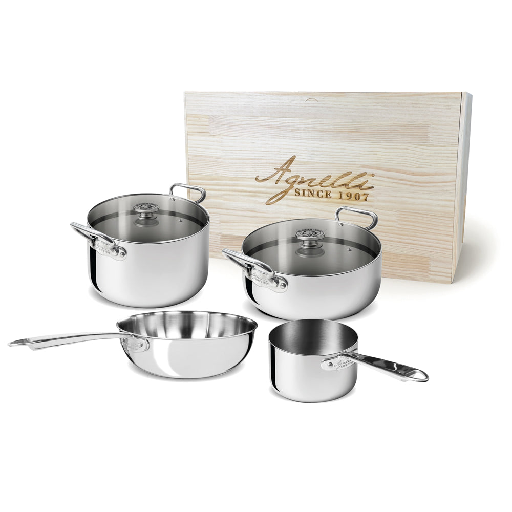 Agnelli Alu-Inox 3-Ply Induction Cookware Set in Alu-Inox - 6 pcs